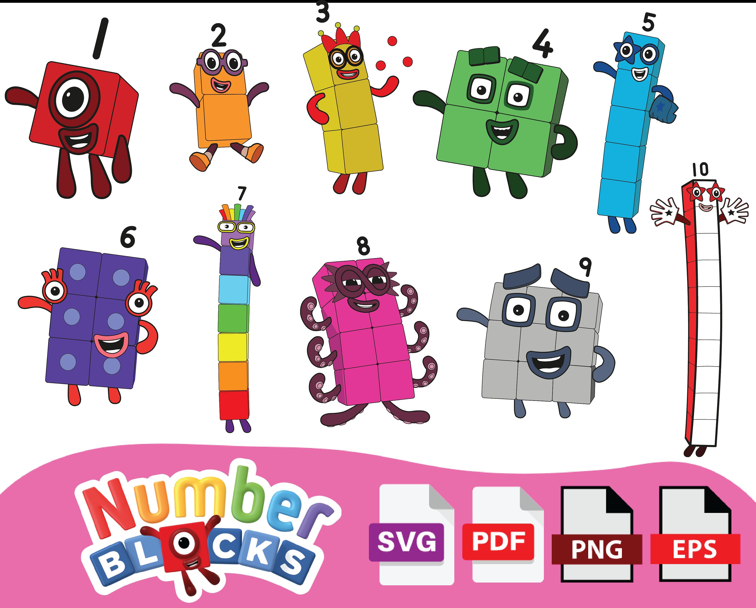 Number Blocks SVG Pack 1 10 Numberblocks SVG Png Pdf Eps Number Blocks