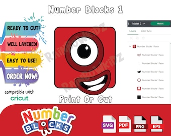 Number Blocks 5 SVG, Print or Cut,cut Ready Number Blocks 5 Face SVG ...