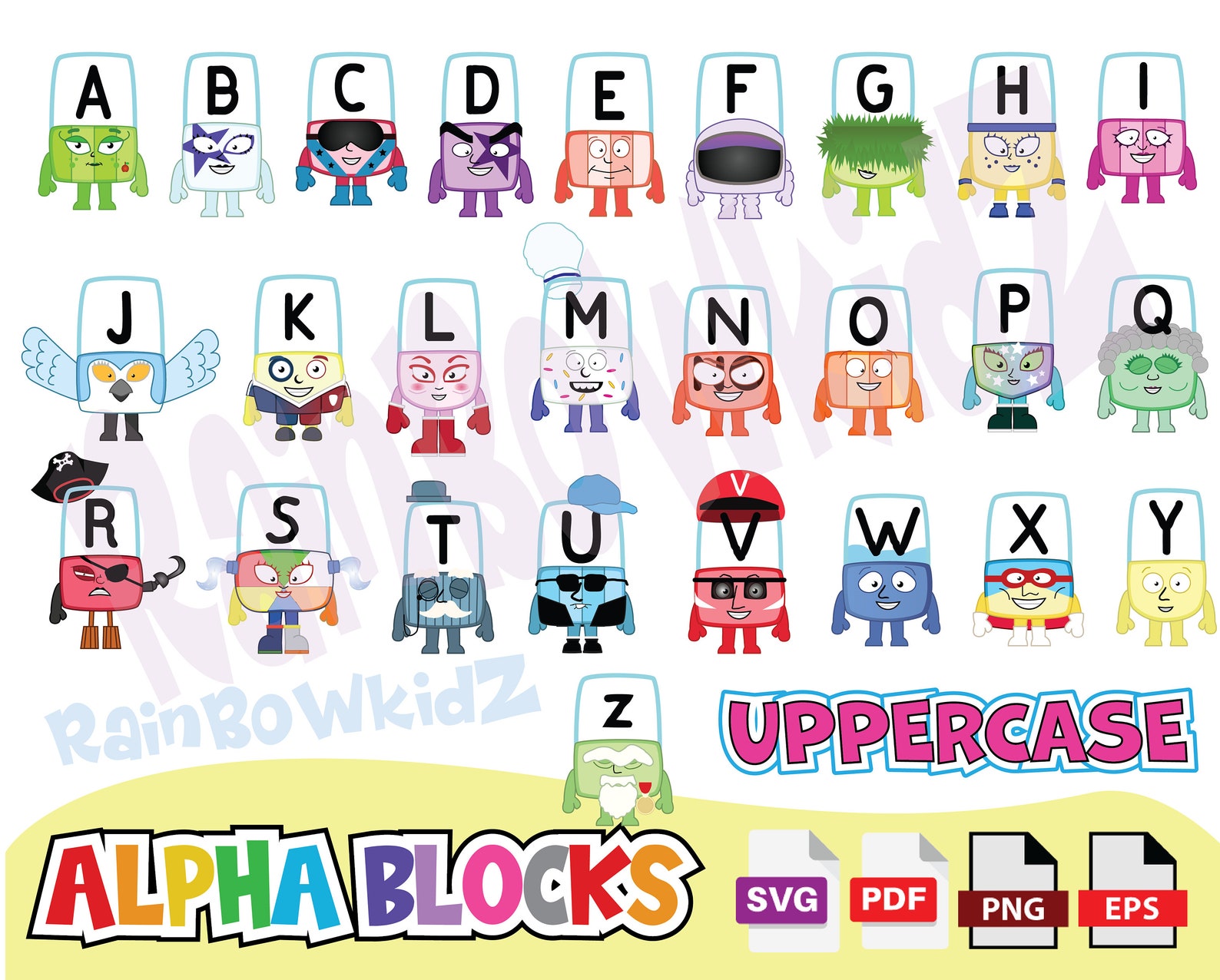 Alpha Blocks Uppercase SVG Bundle | Alpha Blocks Capital Letters Vector ...