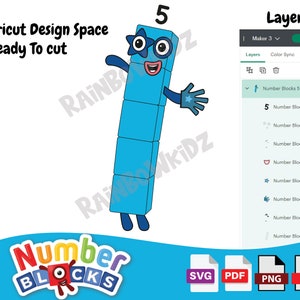 Number Blocks 5 SVG Cut File, Layered Cutting File, Number Blocks SVG ...