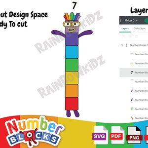 Number Blocks 7 SVG Cut File, Layered Cutting File, Number Blocks SVG ...