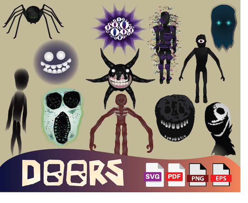 Roblox Doors SVG Bundle: Game Characters Clipart (SVG, PDF, EPS, PNG ...