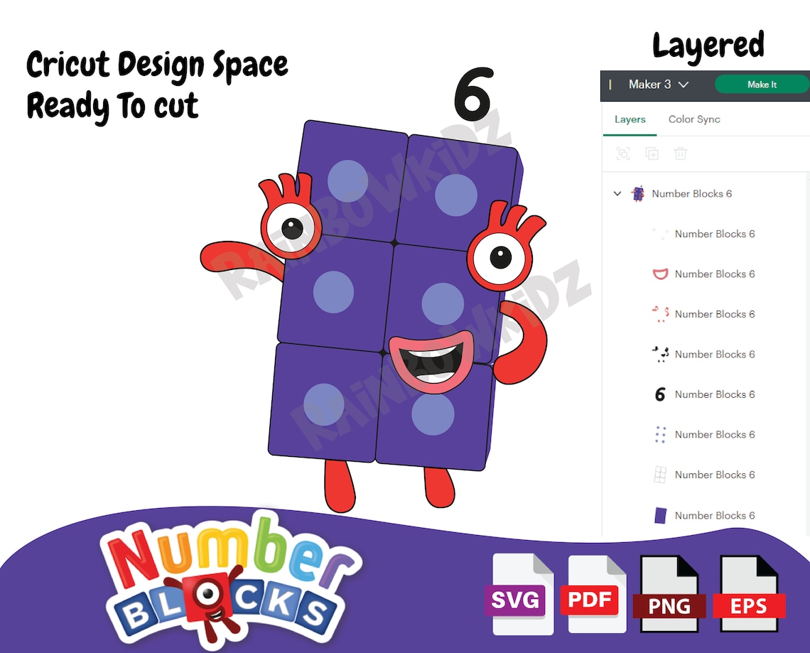 Number Blocks 6 SVG Cut File, Layered Cutting File, Number Blocks SVG ...