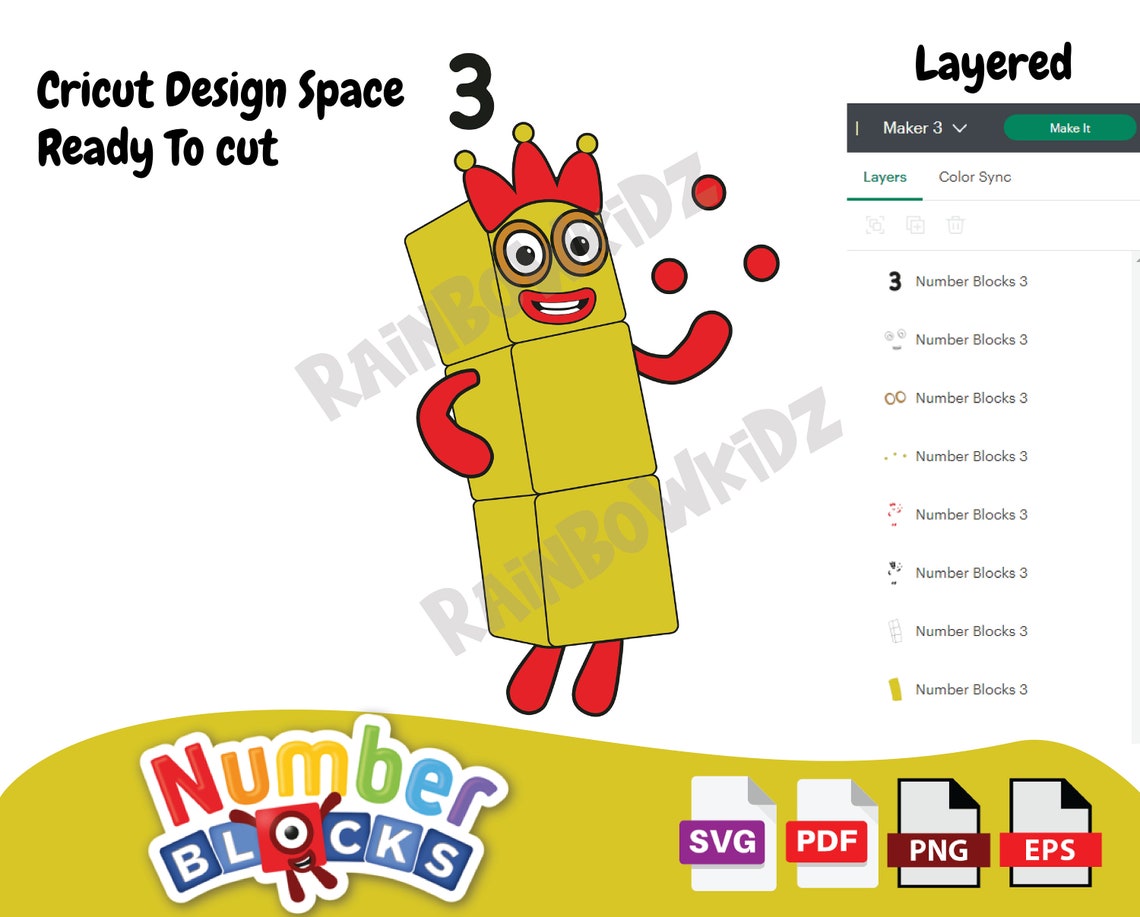 Number Blocks 3 SVG Cut File, Layered Cutting File, Number Blocks SVG ...