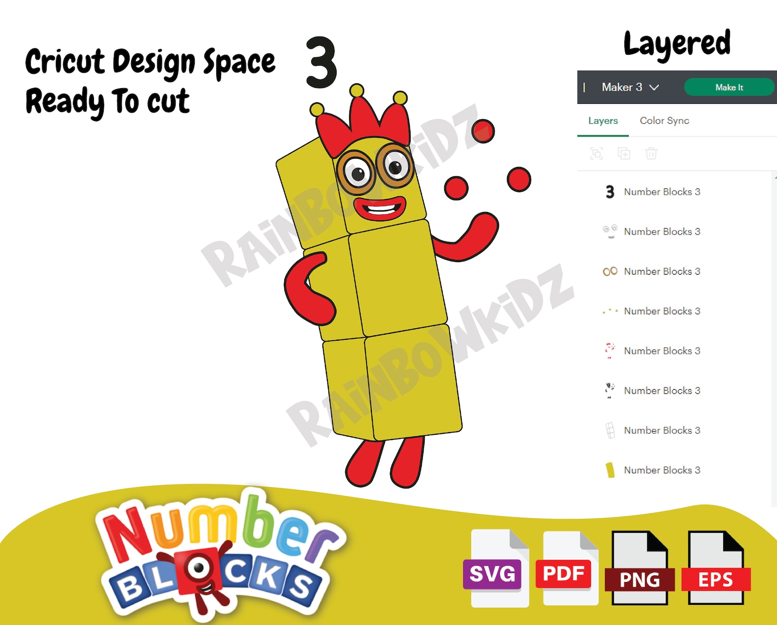 Number Blocks 3 SVG Cut File, Layered Cutting File, Number Blocks SVG ...