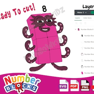 Number Blocks 8 SVG Cut File, Layered Cutting File, Number Blocks SVG ...