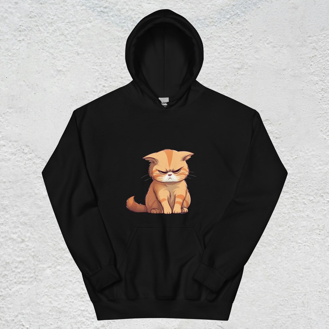 Grumpy Cat Unisex Hoodie Cute Angry Cat Sweatshirt Funny Cat Lover Gift ...