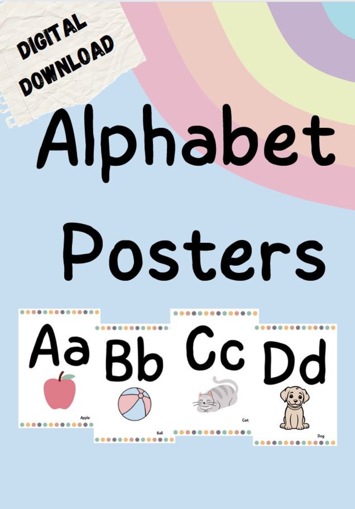 Colorful Pastel Minimalist Alphabet Poster, ABC Posters for Classroom ...