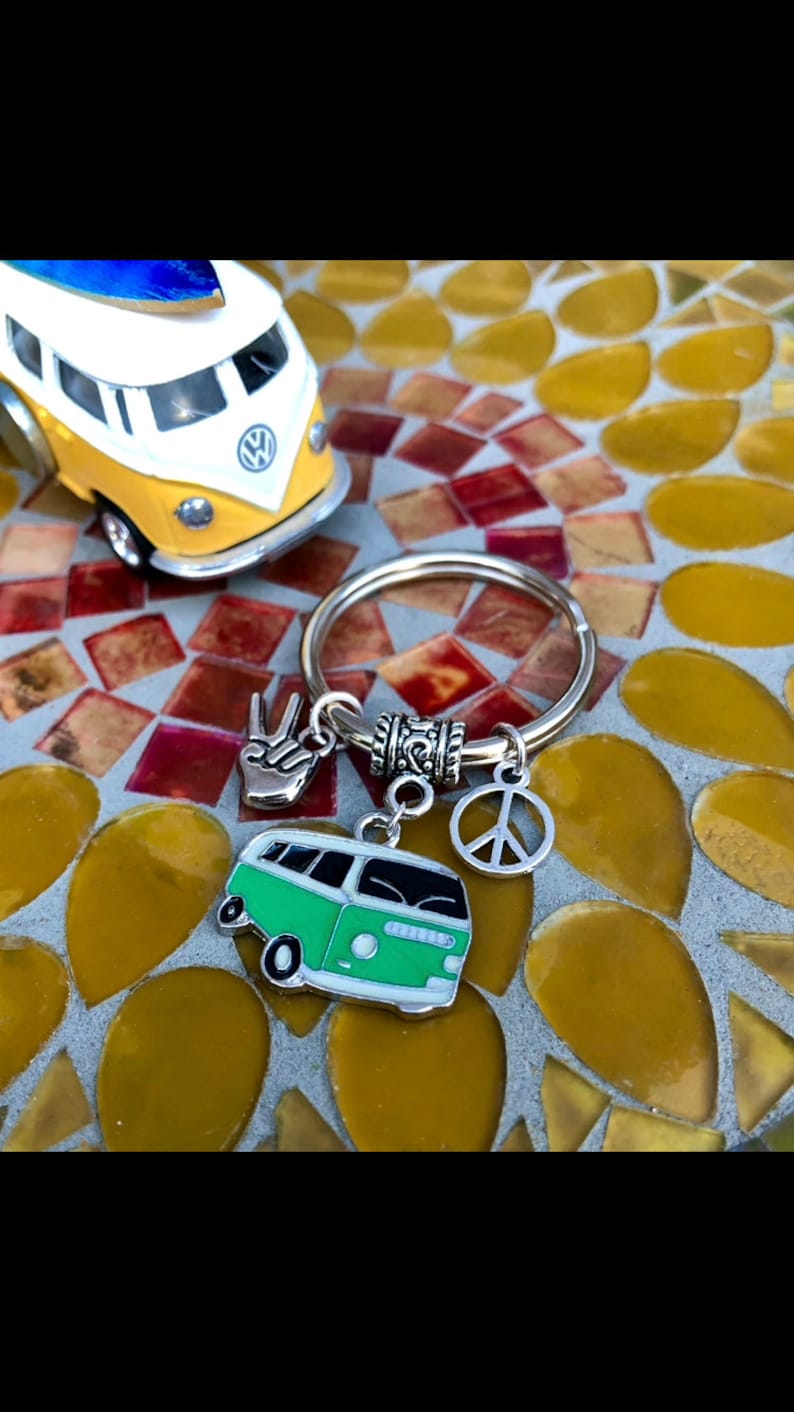 VW Bus Keychain. Calling All Hippies. VW Bus Keychain With Peace Sign ...