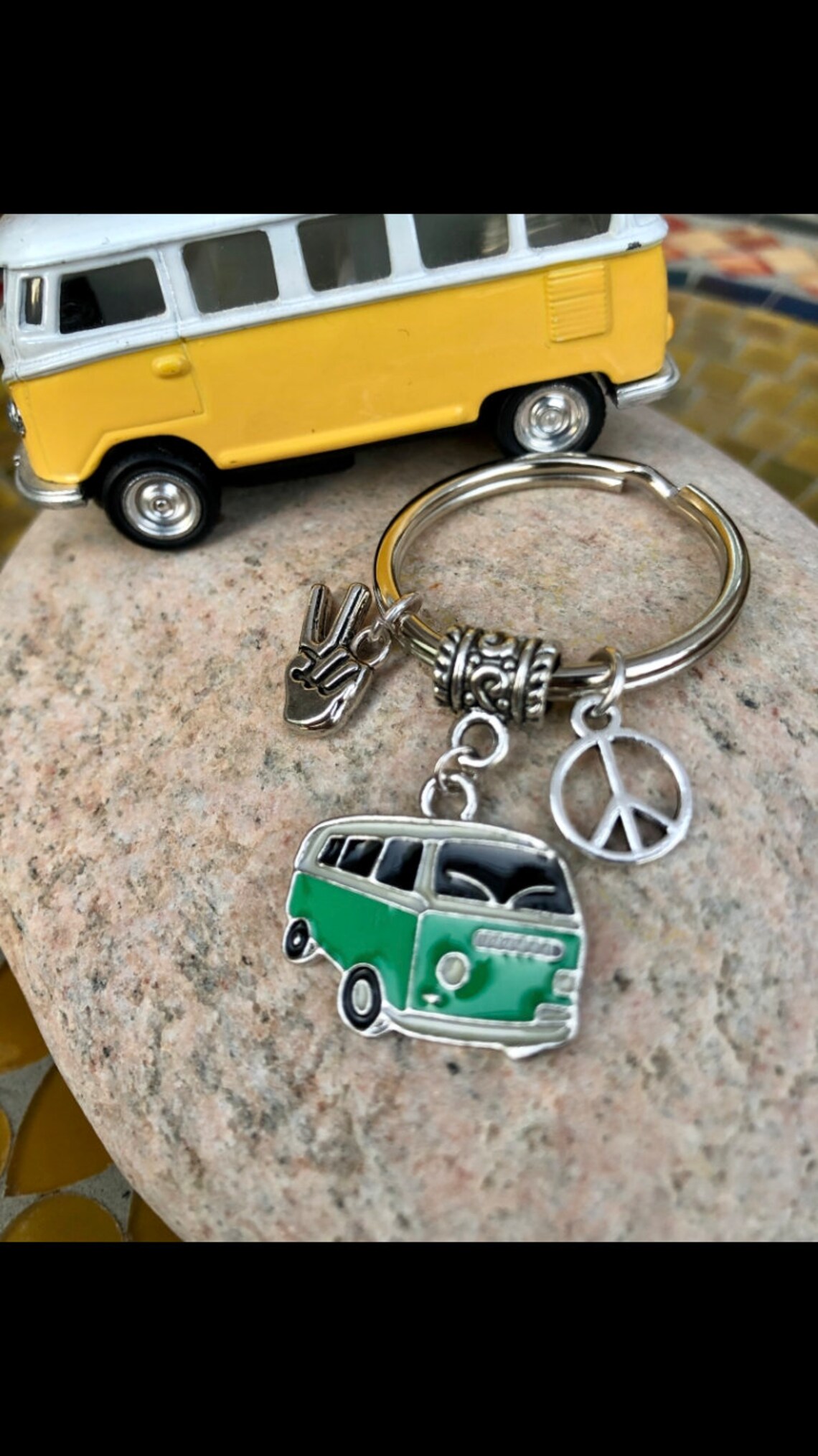 VW Bus Keychain. Calling All Hippies. VW Bus Keychain With Peace Sign ...