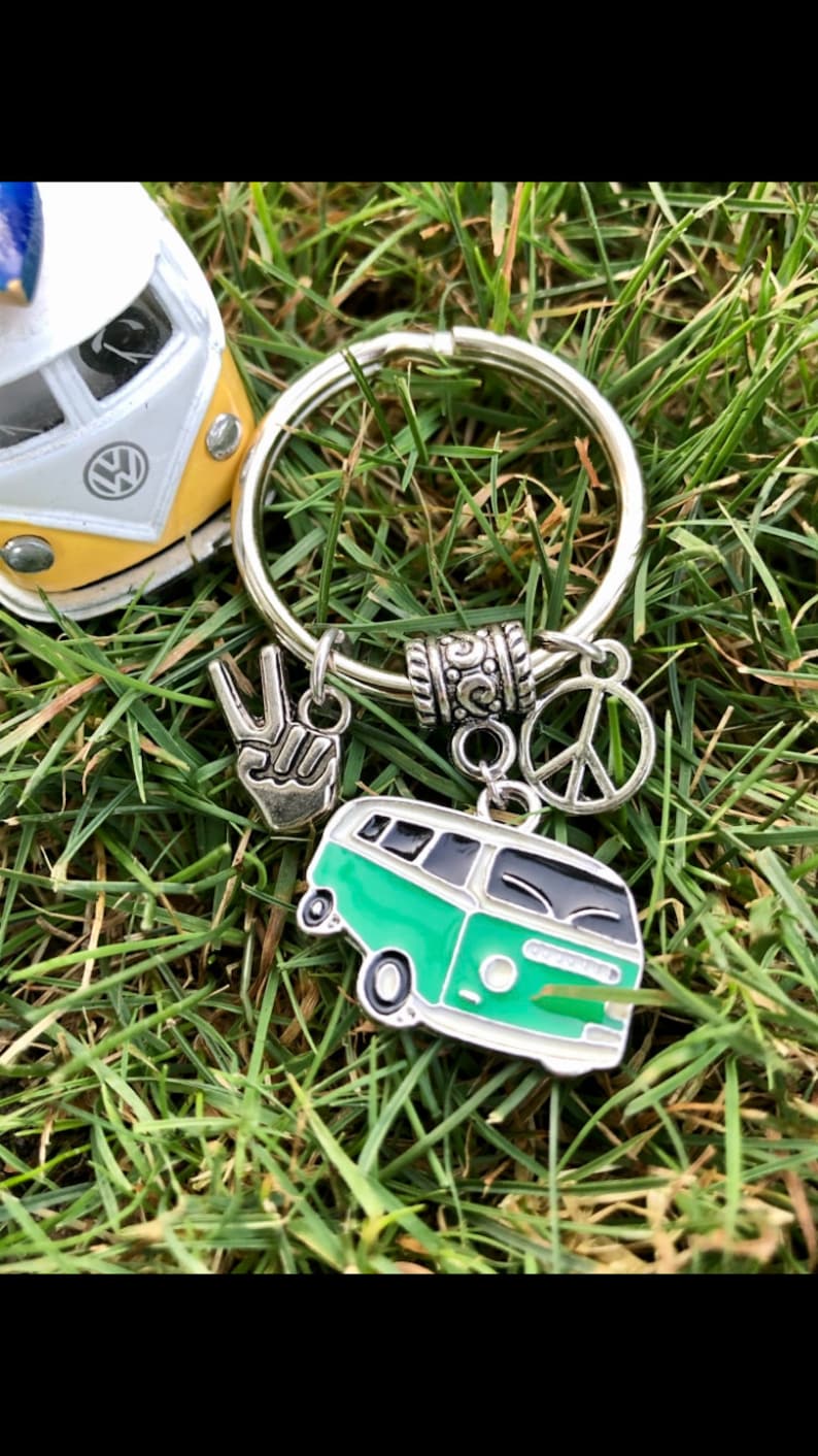 VW Bus Keychain. Calling All Hippies. VW Bus Keychain With Peace Sign ...