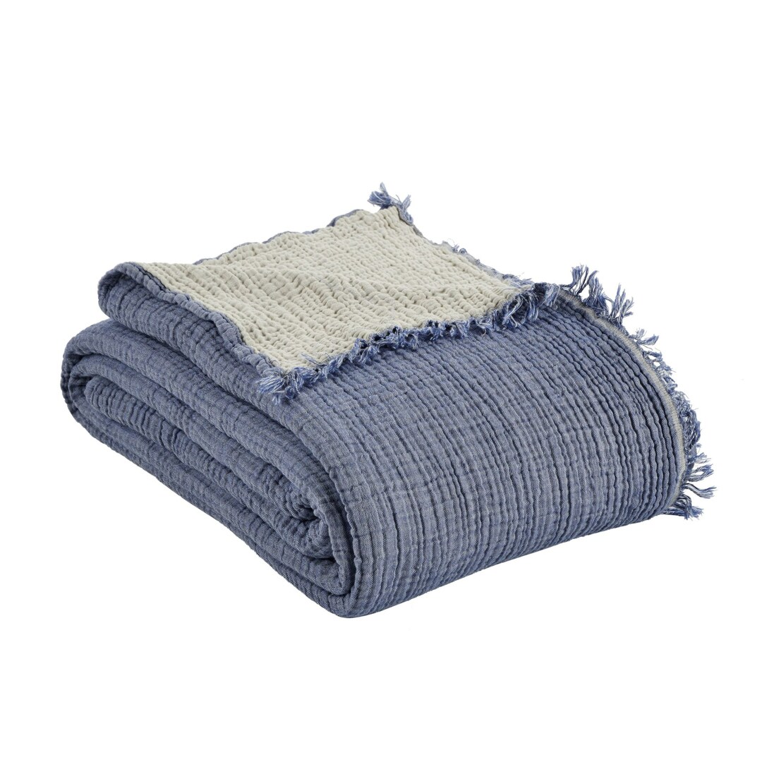 Indigo Muslin Bedspread, Ultra Soft and Comfort, Bed Throw Blanket for ...