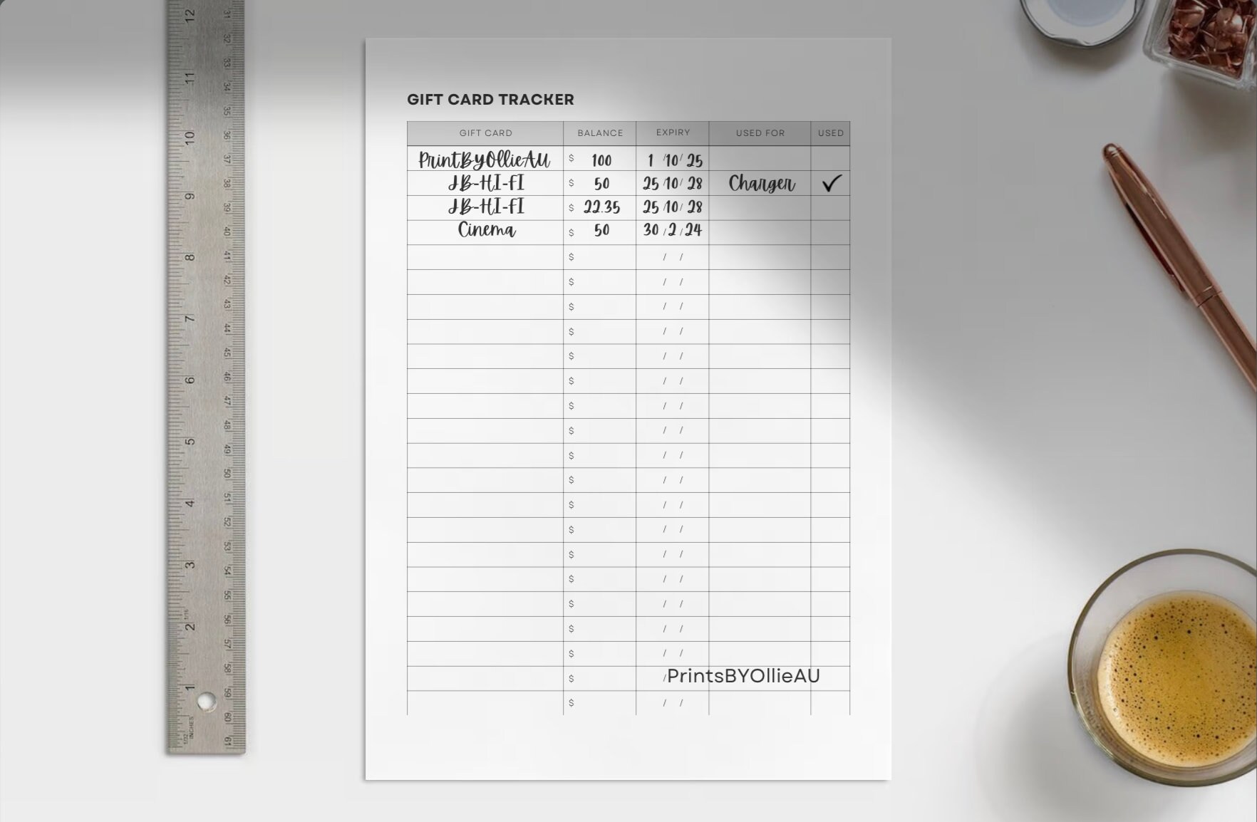 Gift Card Tracker for Savers. Spending Log Simple and Easy to Use ...
