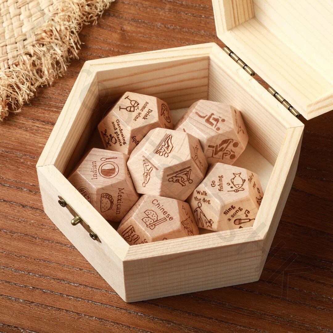 Personalised Date Night Dice - Custom Engraved Wooden Dice, Valentine's ...
