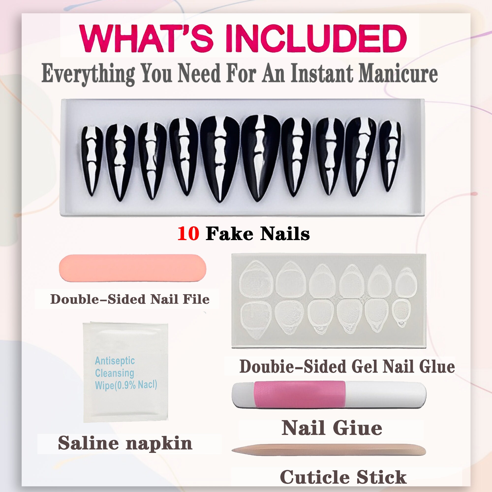 Cute Panda Themed Black and White Colour Scheme Manicure, Gift for ...