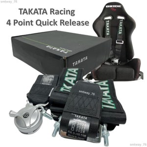 Takata Seat Belt Harness 4 Point Snap on 3" Cam Lock Universal BLACK ...