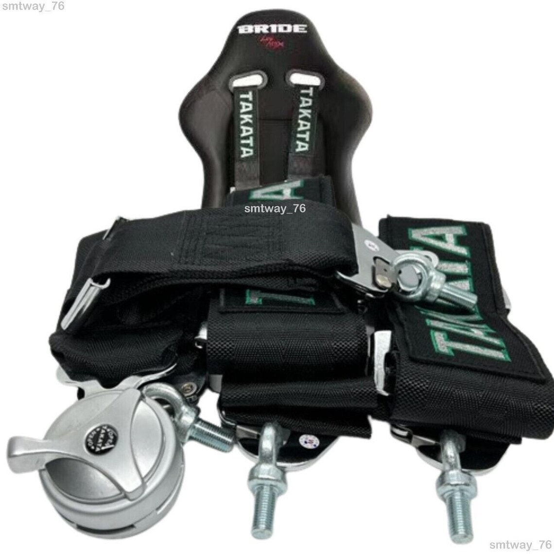 Takata Seat Belt Harness 4 Point Snap on 3" Cam Lock Universal BLACK ...