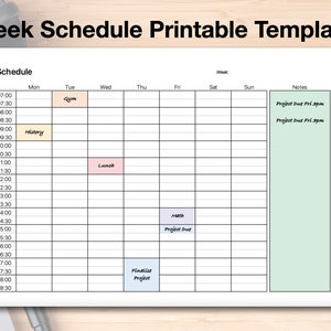 Printable Week Schedule/ Timetable - Etsy