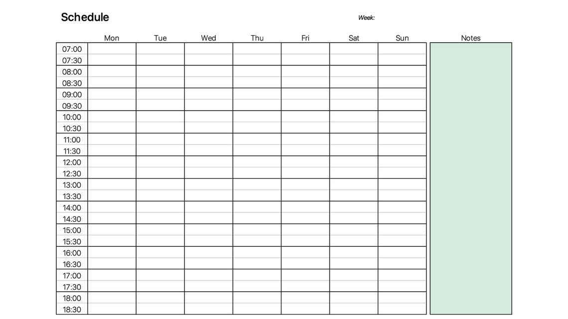Printable Week Schedule/ Timetable - Etsy