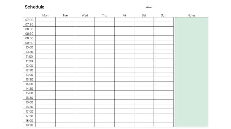 Printable Week Schedule/ Timetable - Etsy