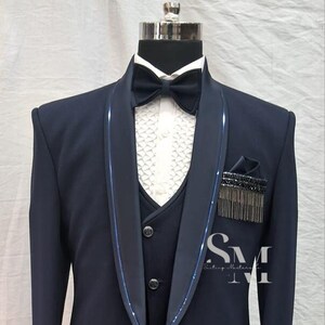 Navy Suit for Men - Prom Party Wear Tuxedo for Boy - Slim Fit Complete ...