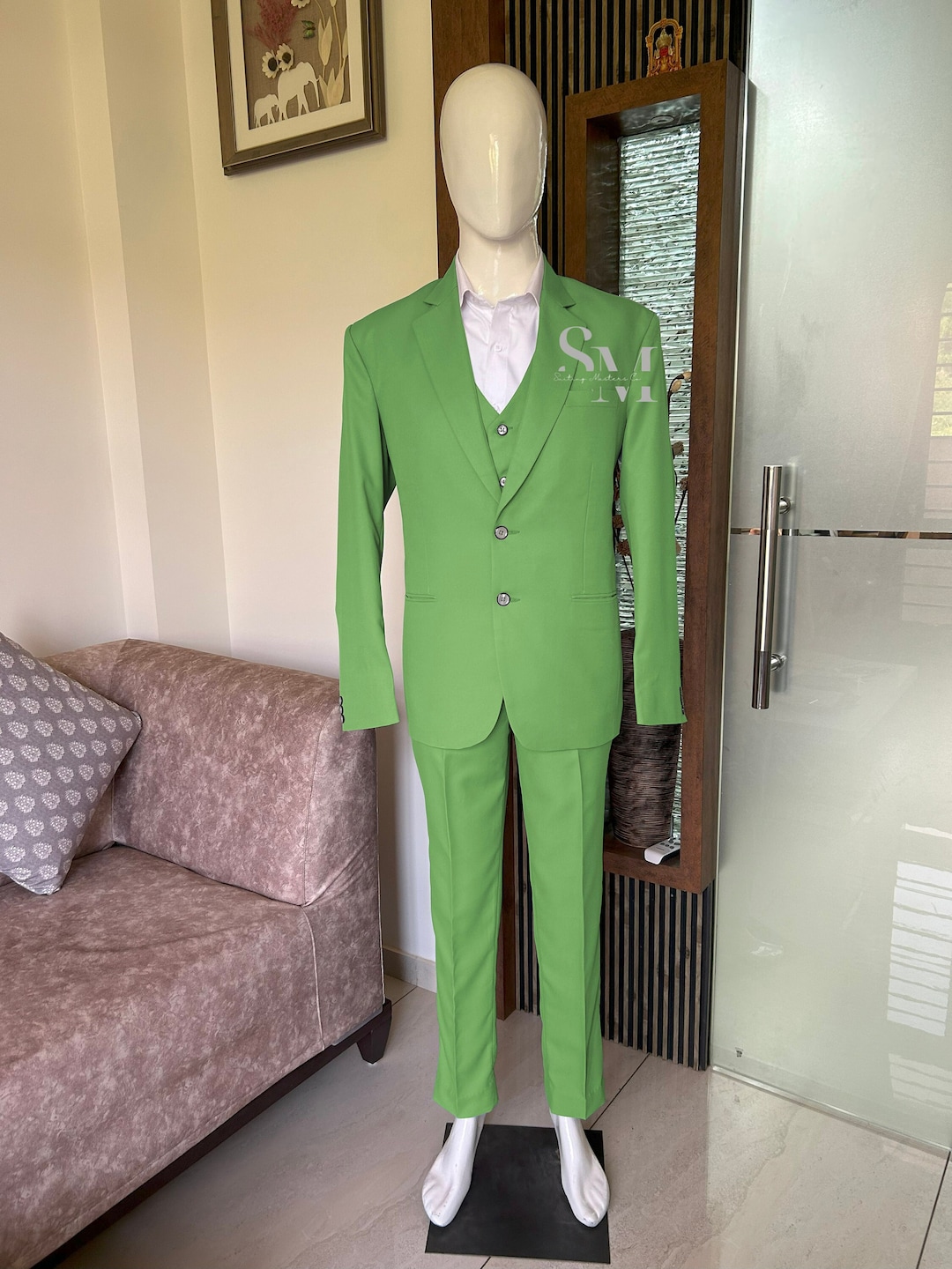 Neon Green Suit - Men Jacket Suit - Custom Suit for Fiance - Bespoke ...