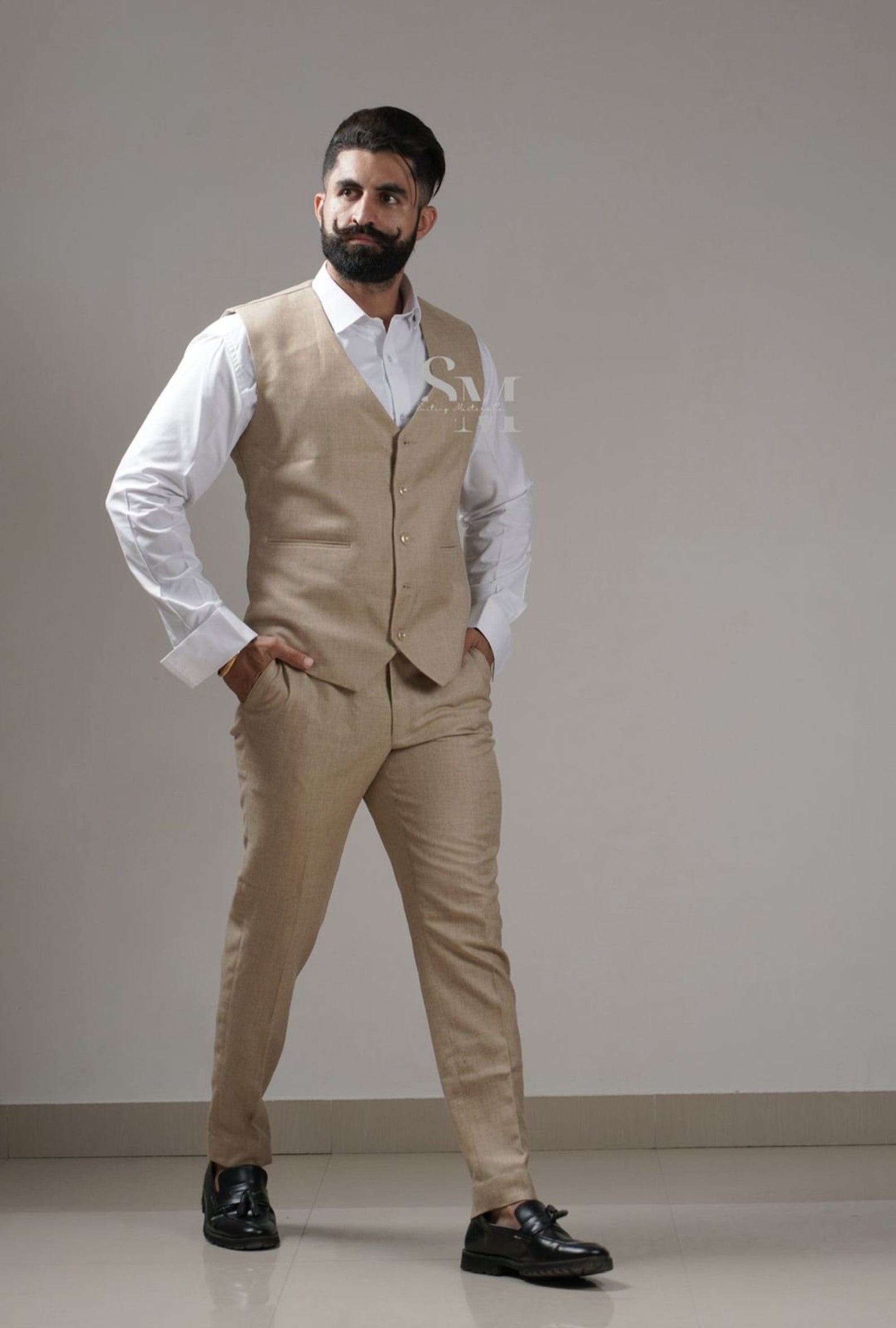 Beige Tweed Suit - Men Khaki Tweed Jacket - Light Brown Tweed Waistcoat ...