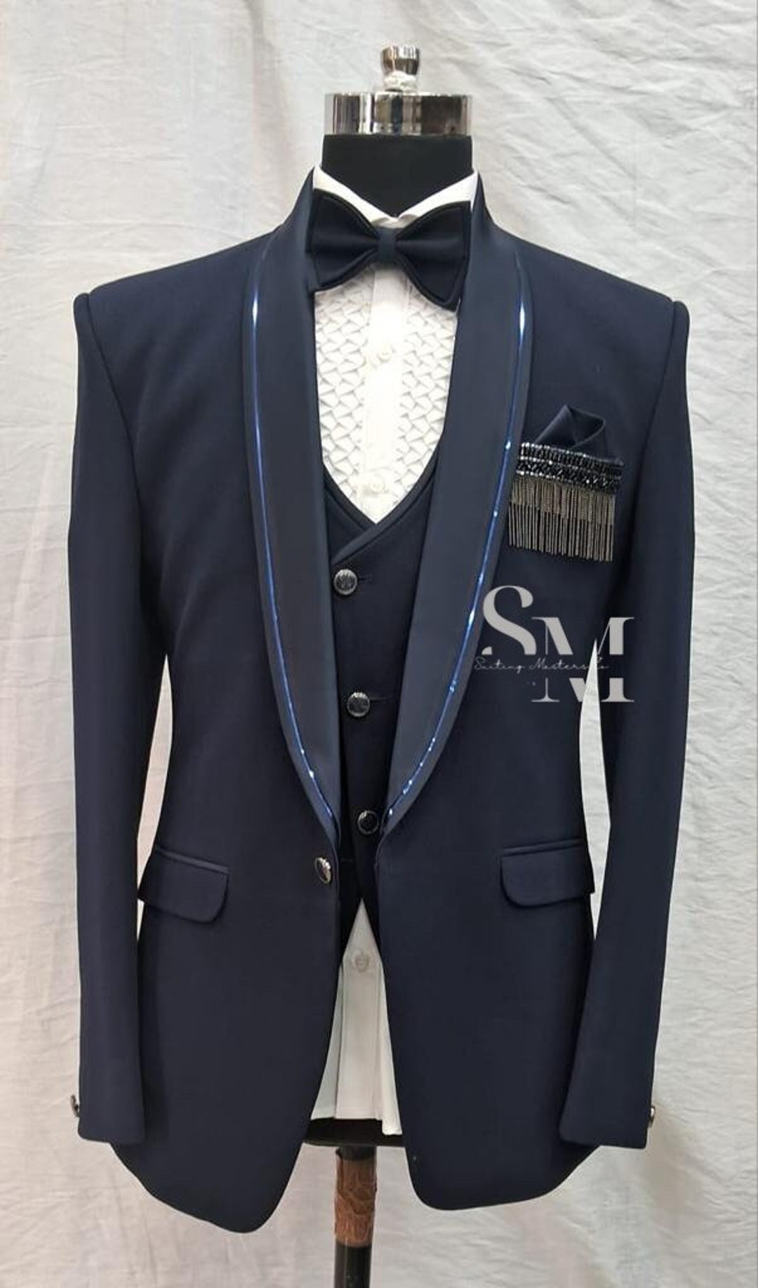 Navy Suit for Men - Prom Party Wear Tuxedo for Boy - Slim Fit Complete ...