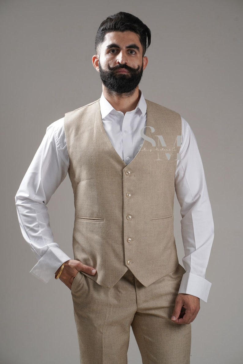 Beige Tweed Suit - Men Khaki Tweed Jacket - Light Brown Tweed Waistcoat ...