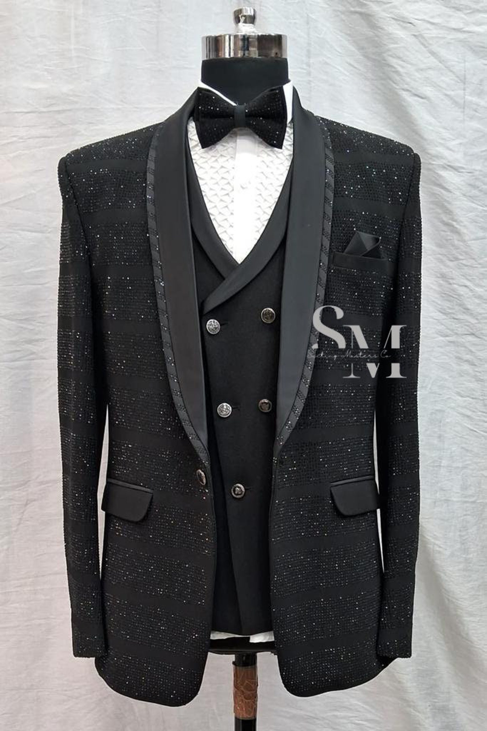 Black Shiny Suit Men Black Glittery Tuxedo Wedding Groom Stylish Suit ...