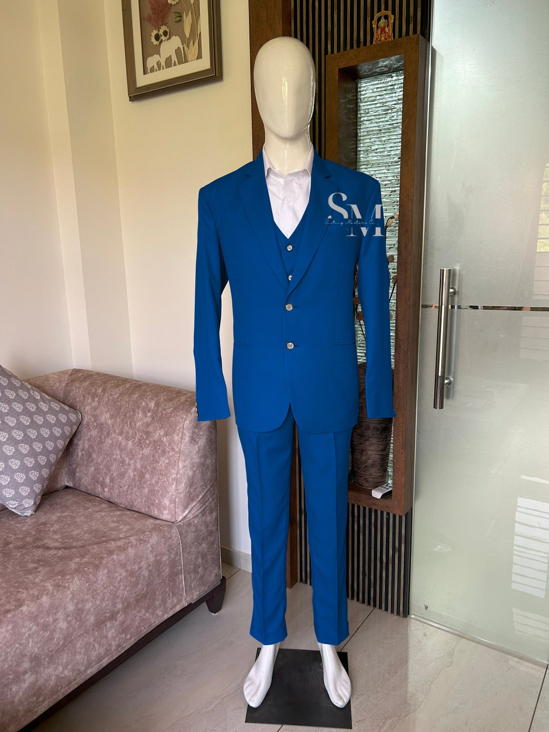 Navy Suit - Men Dark Blue Suit - 3 Piece Wedding Groom Suit ...