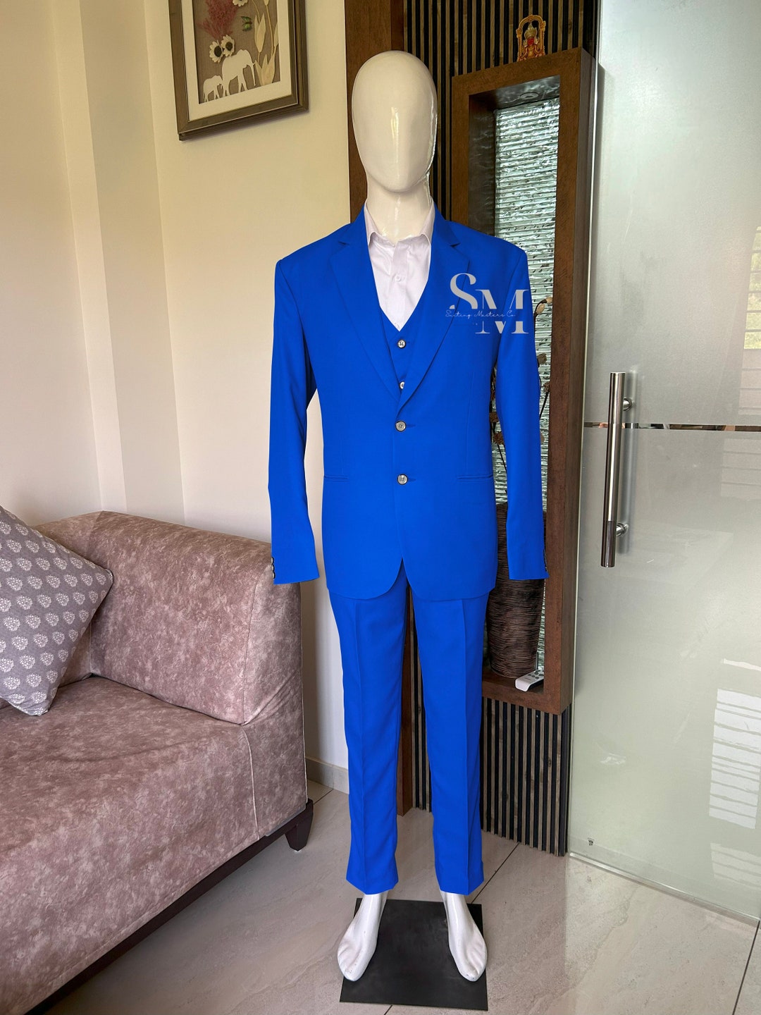 Royal Blue Suit - Men 3 Piece Suit - Wedding Groom Tuxedo - Ink Blue ...