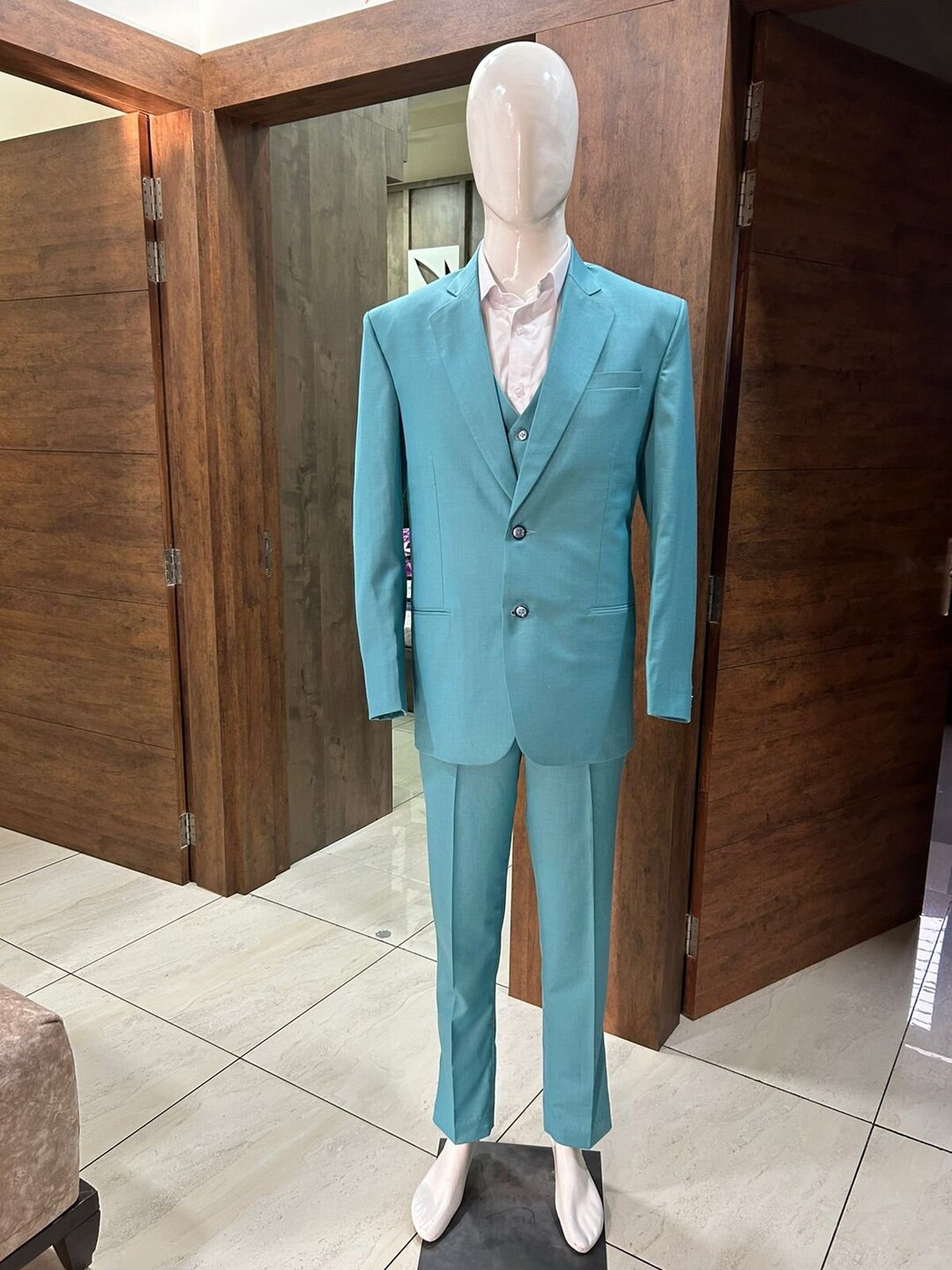 Men Turquoise Blue Suit - Wedding Groom Tuxedo - Jacket Suit for Fiance ...