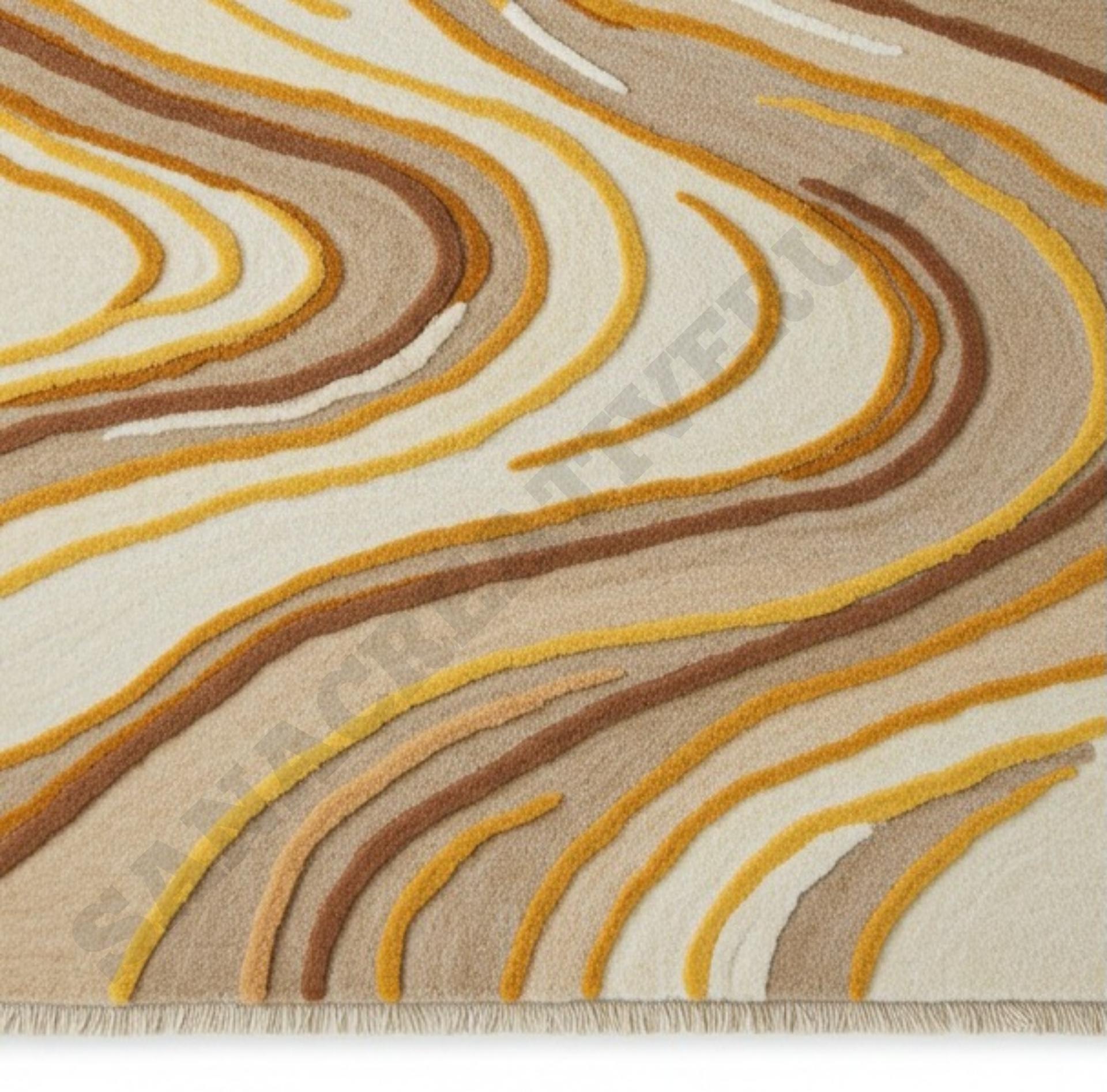 Abstract Rug, Modern Earth Tone Area Carpet With Abstracts Wave Hand ...