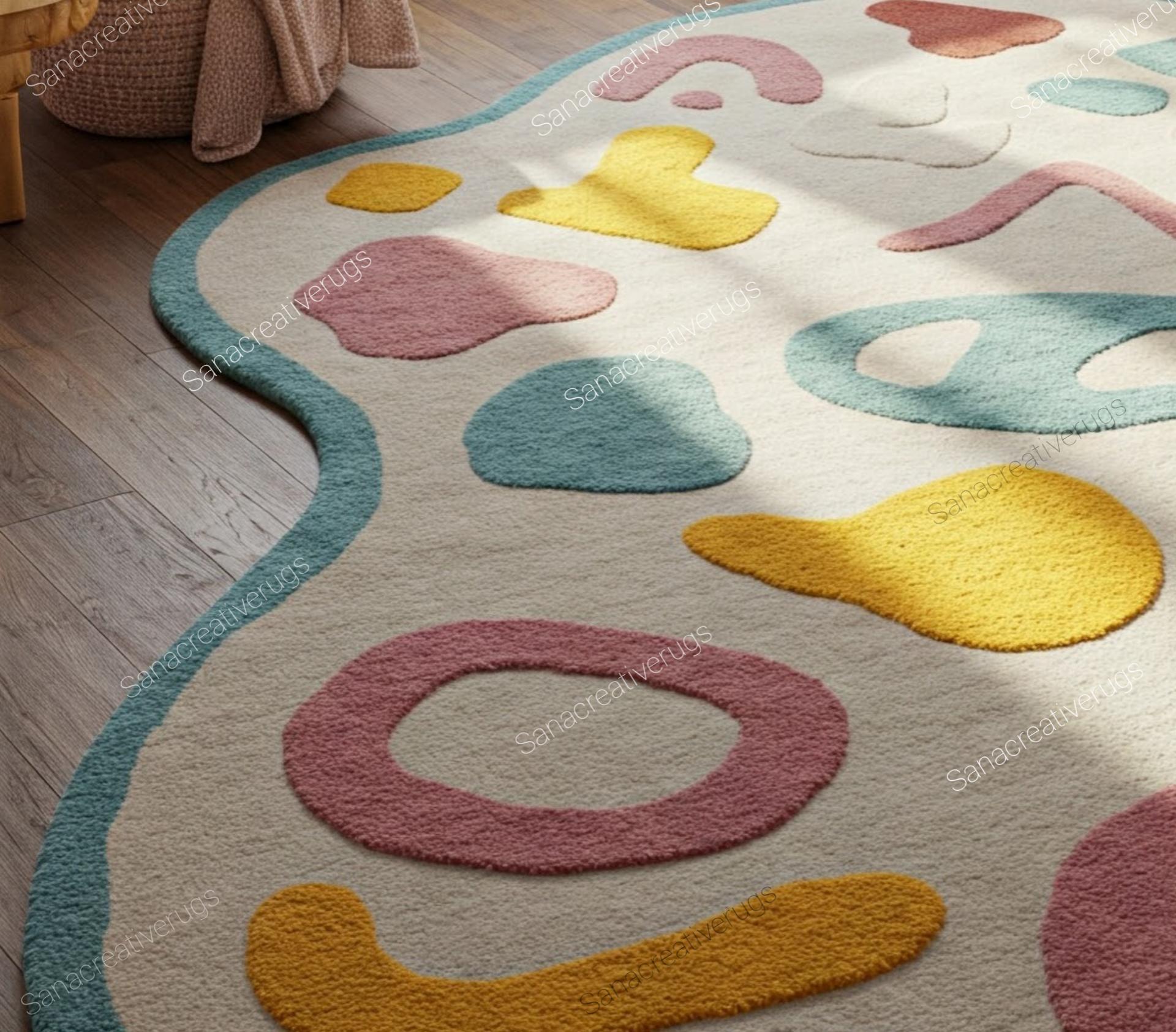 Hand-tufted Wool Rug: "candy Clouds" Pastel Kids Room Decor - Etsy