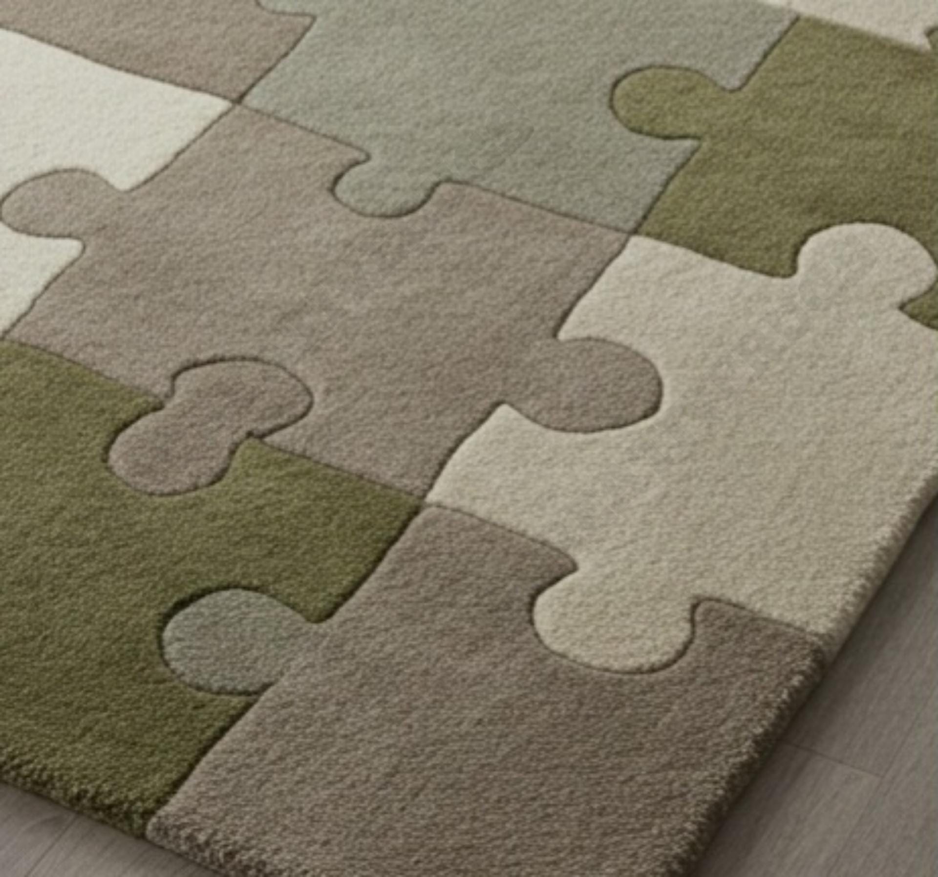 Modern Puzzle Piece Area Rug, Hand-tufted Wool, Abstract Geometric ...