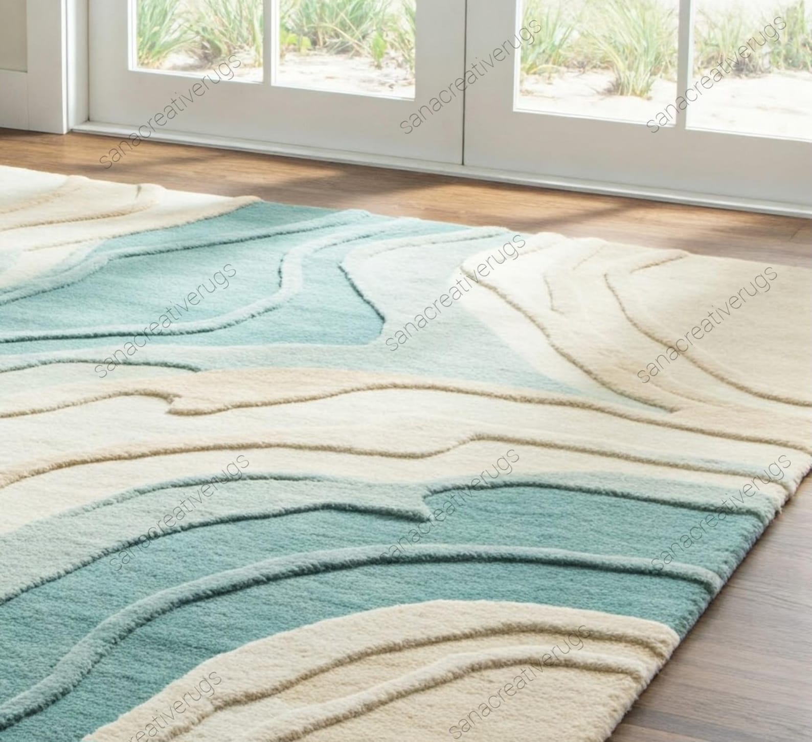 Tranquil Tides Hand-tufted Wool Rug for Living Room Beach House and ...
