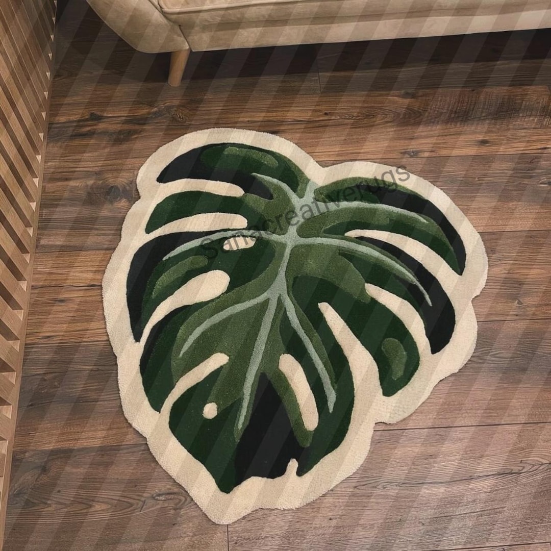 Monstera Leaf Rugs Handmade Tufted for Living Room Bedroom Kid Room ...