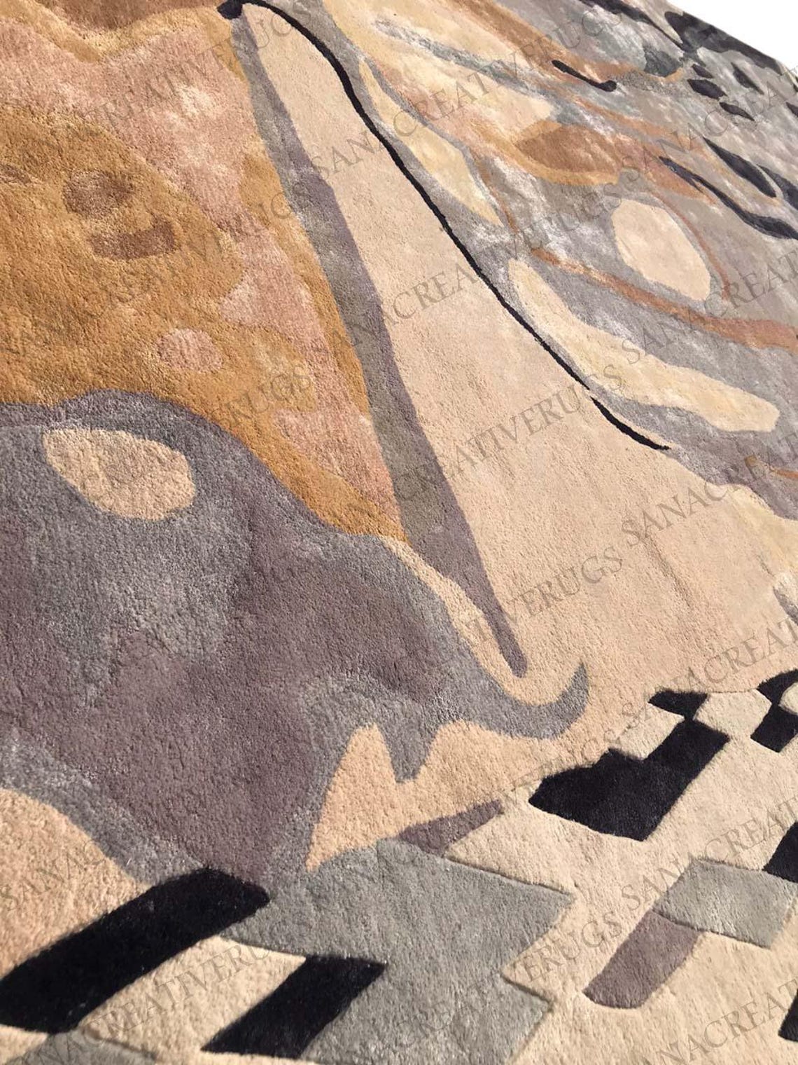 Hand-tufted Wool Rug: Abstract Landscape, 7x10 Area Rug - Etsy