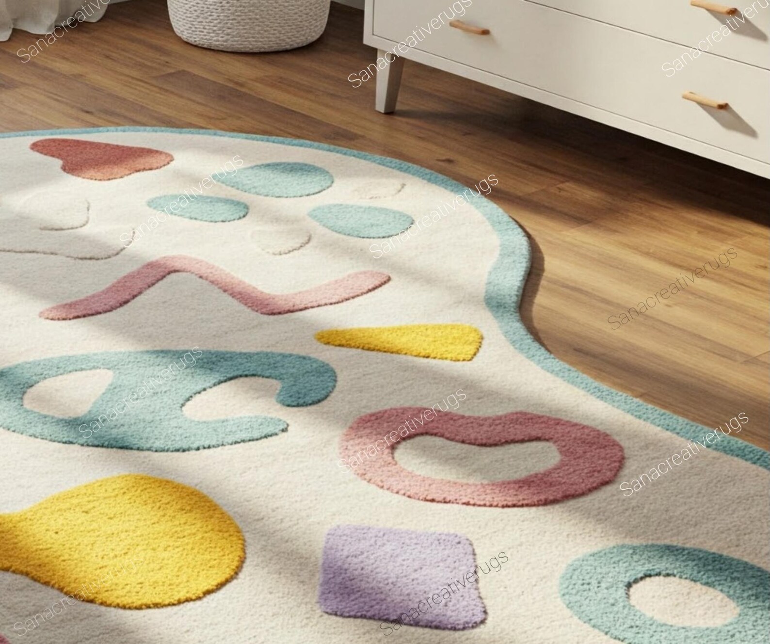 Hand-tufted Wool Rug: "candy Clouds" Pastel Kids Room Decor - Etsy