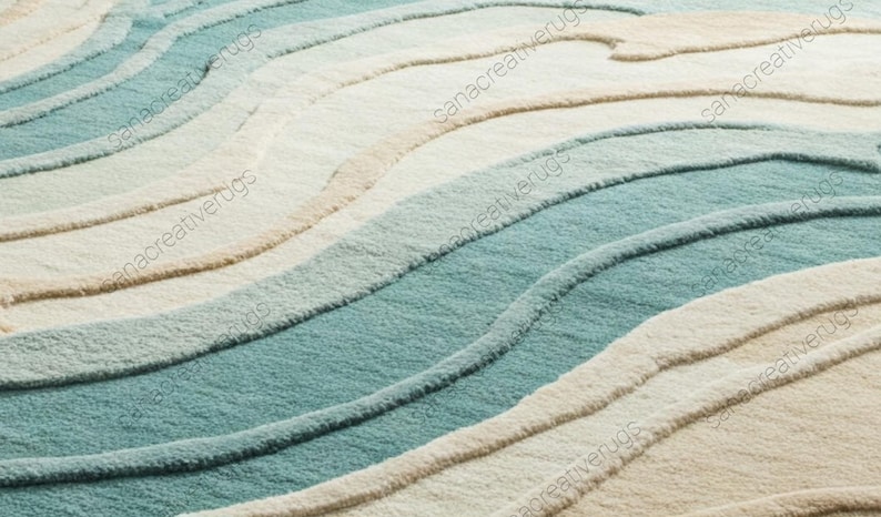Tranquil Tides Hand-tufted Wool Rug for Living Room Beach House and ...