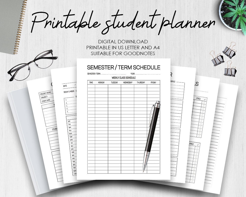 Student Planner Study Planner Printable Academic Planner - Etsy