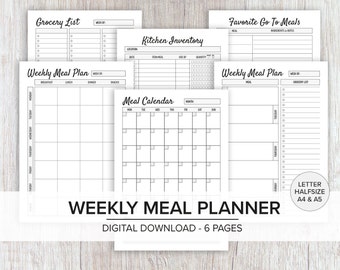 Weekly Meal Planner & Grocery List Printable PDF Meal Prep Menu Planner ...