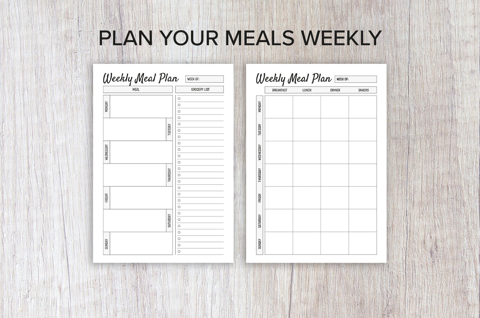 Weekly Meal Planner & Grocery List Printable PDF Digital - Etsy