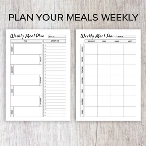 Weekly Meal Planner & Grocery List Printable PDF Digital - Etsy