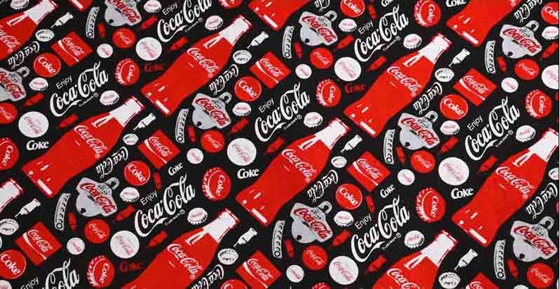 Coca-cola Fabric Red Cola Logo Glass Bottles Fabric Cartoon Fabric ...