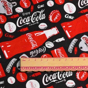 Coca-cola Fabric Red Cola Logo Glass Bottles Fabric Cartoon Fabric ...
