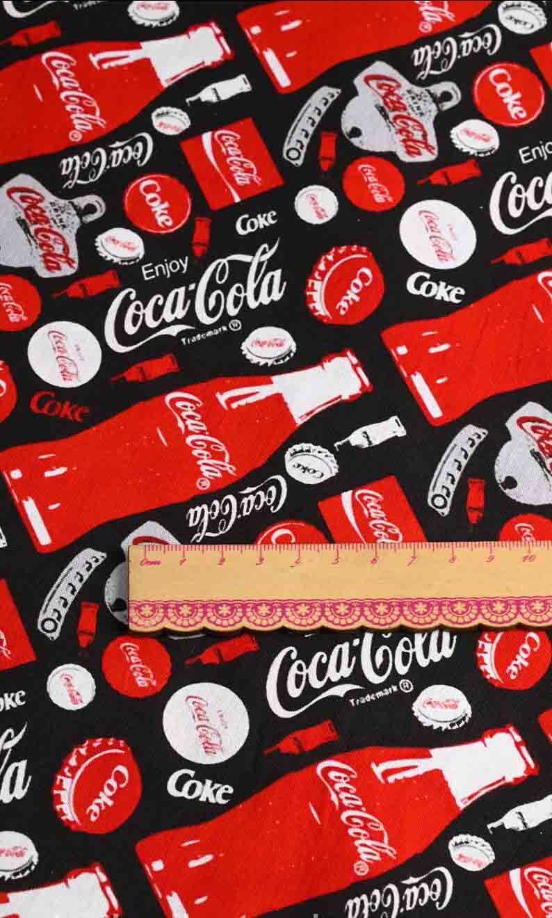 Coca-cola Fabric Red Cola Logo Glass Bottles Fabric Cartoon Fabric ...