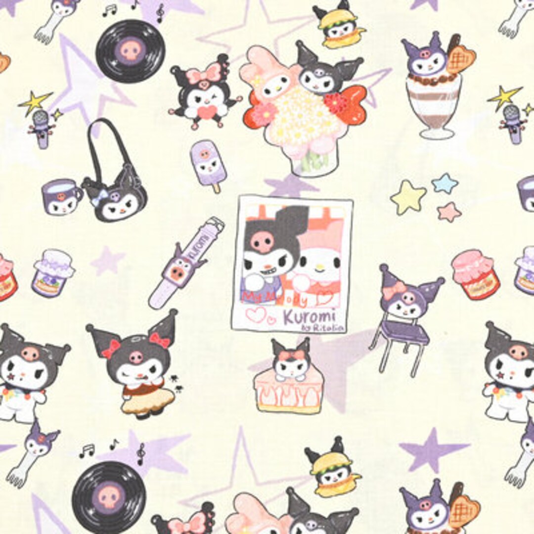 Sanrio Kuromi Fabric Cartoon Fabric Anime Cotton Fabric by the Half ...