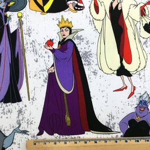 Disney Villains Evil Queen Maleficent Cruella Fabric Cartoon Fabric ...